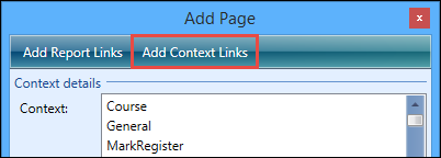 Configure context and report links